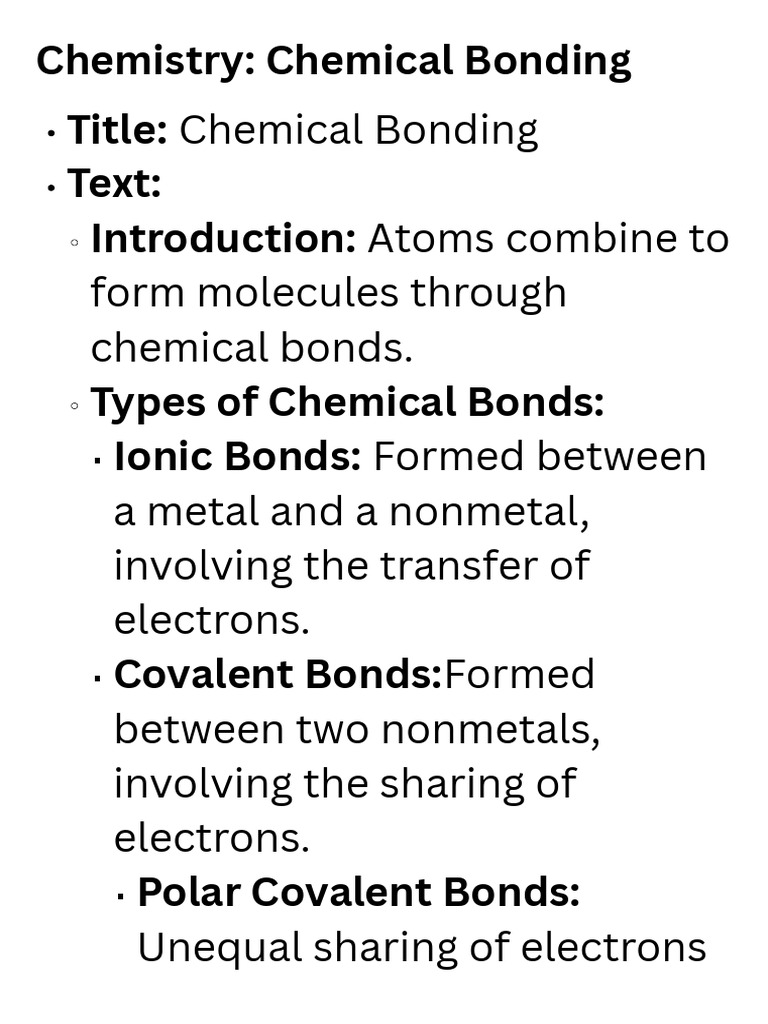Chemical Bonding | PDF
