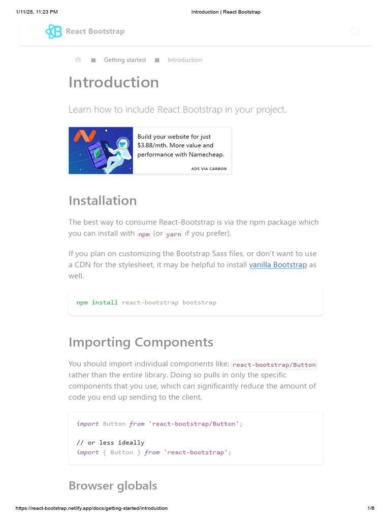 Introduction _ React Bootstrap | PDF | Bootstrap (Front End Framework) | Software Development