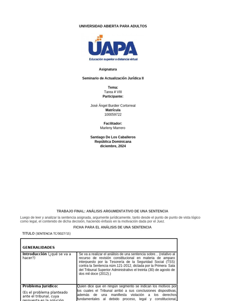 Tarea Viii Seminario | PDF | Juez | Sentencia (ley)