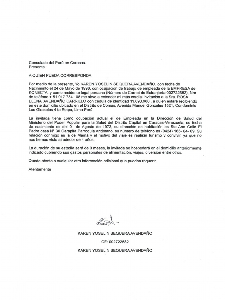 Carta Firmada Karen | PDF