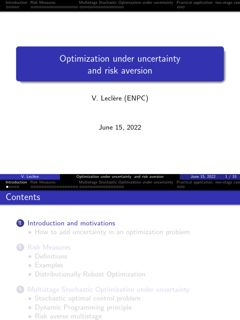 Risk Measures | PDF | Mathematical Optimization | Risk