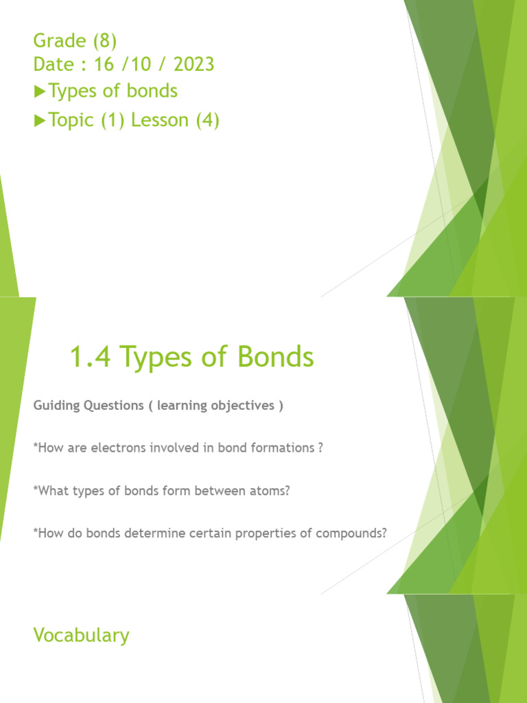 Topic 1 Lesson 4 - Chemistry - Grade 8 | PDF | Ion | Chemical Bond