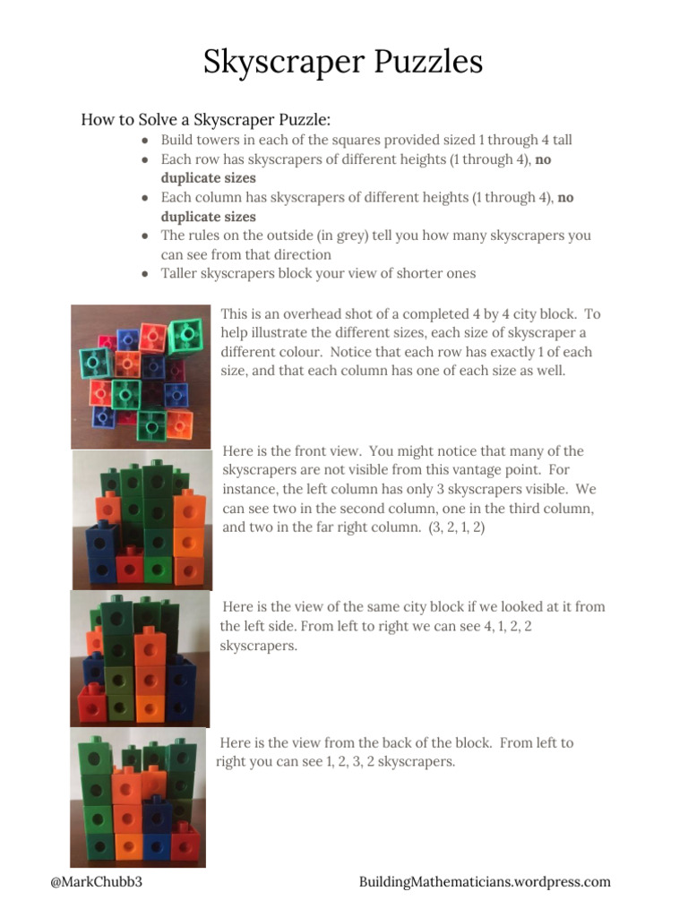 Skyscraper Puzzle Solving Guide | PDF | Tower | Column