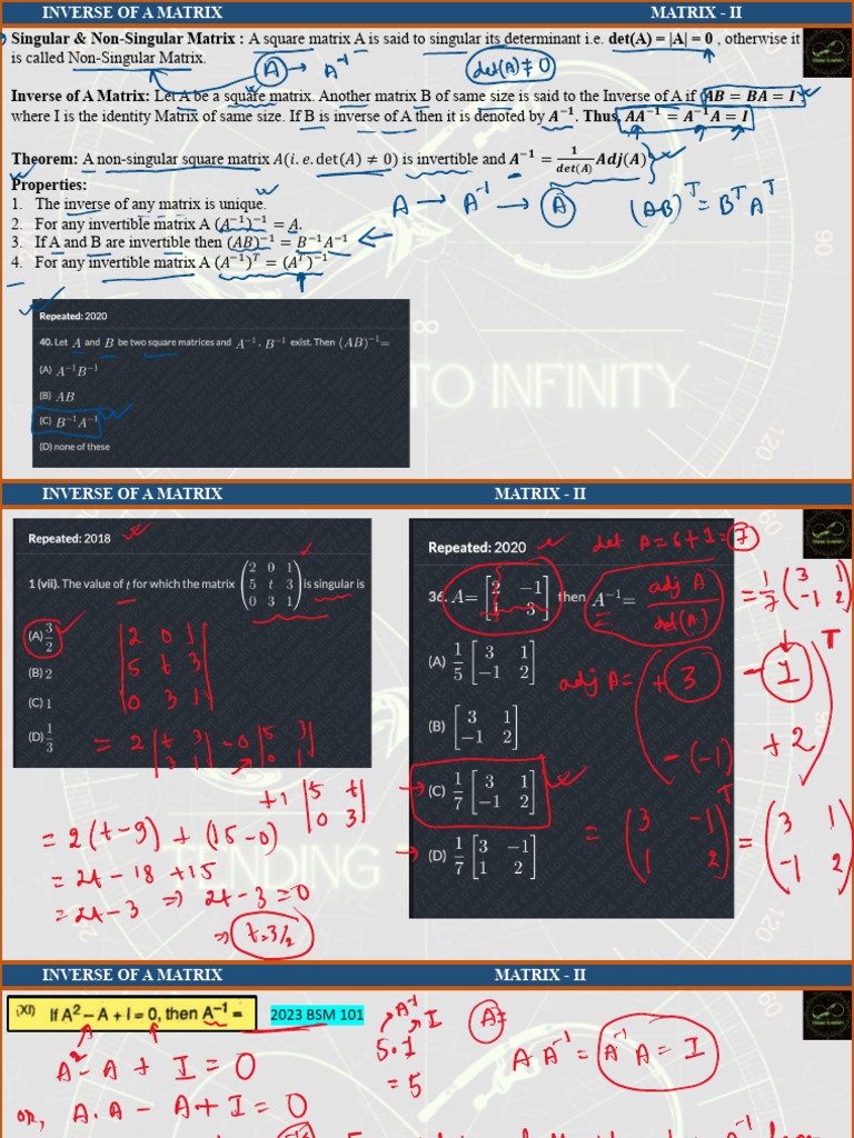Inverse of Matrix | PDF