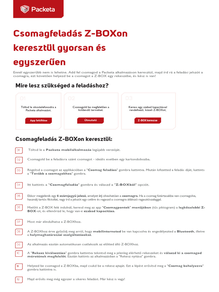 Hogyan Adhatod Fel Csomagod Z-BOXon Keresztul | PDF