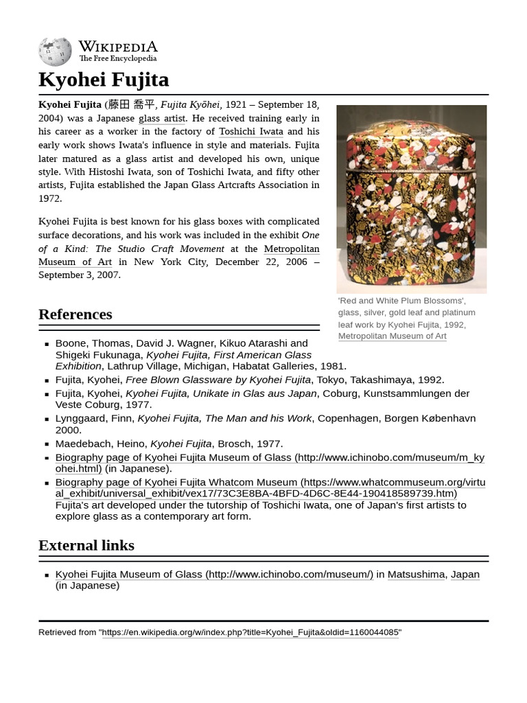 Kyohei Fujita: Glass Art Pioneer | PDF