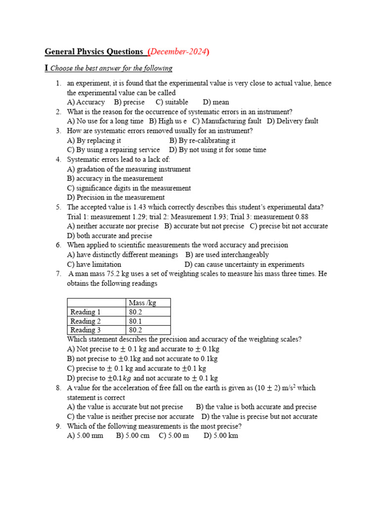 G. Physics Questions (2)-1 | PDF | Euclidean Vector | Accuracy And ...