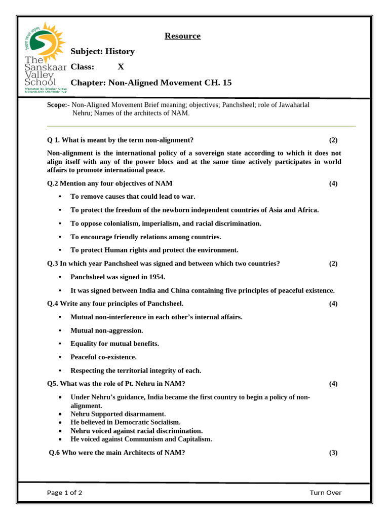 Overview of the Non-Aligned Movement | PDF