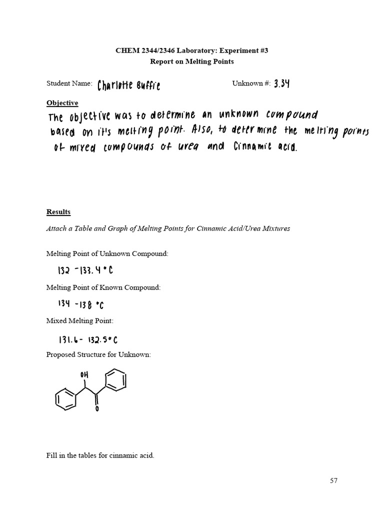 Melting Points of Cinnamic Acid/Urea Mixtures | PDF | Proton Nuclear ...