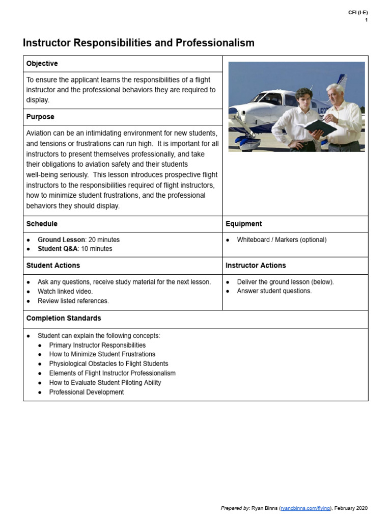 Task e - Instructor Responsibilities and Professionalism | PDF | Flight ...