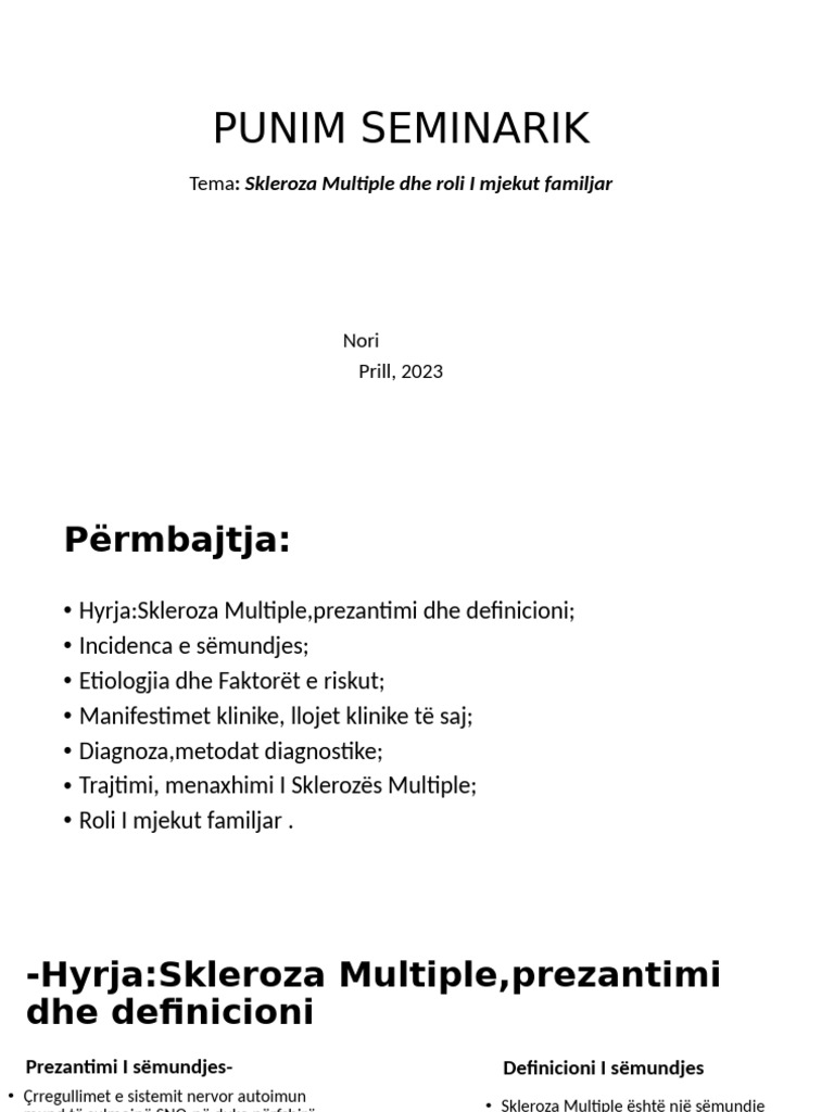 Skleroza Multiple - SEMINAR | PDF