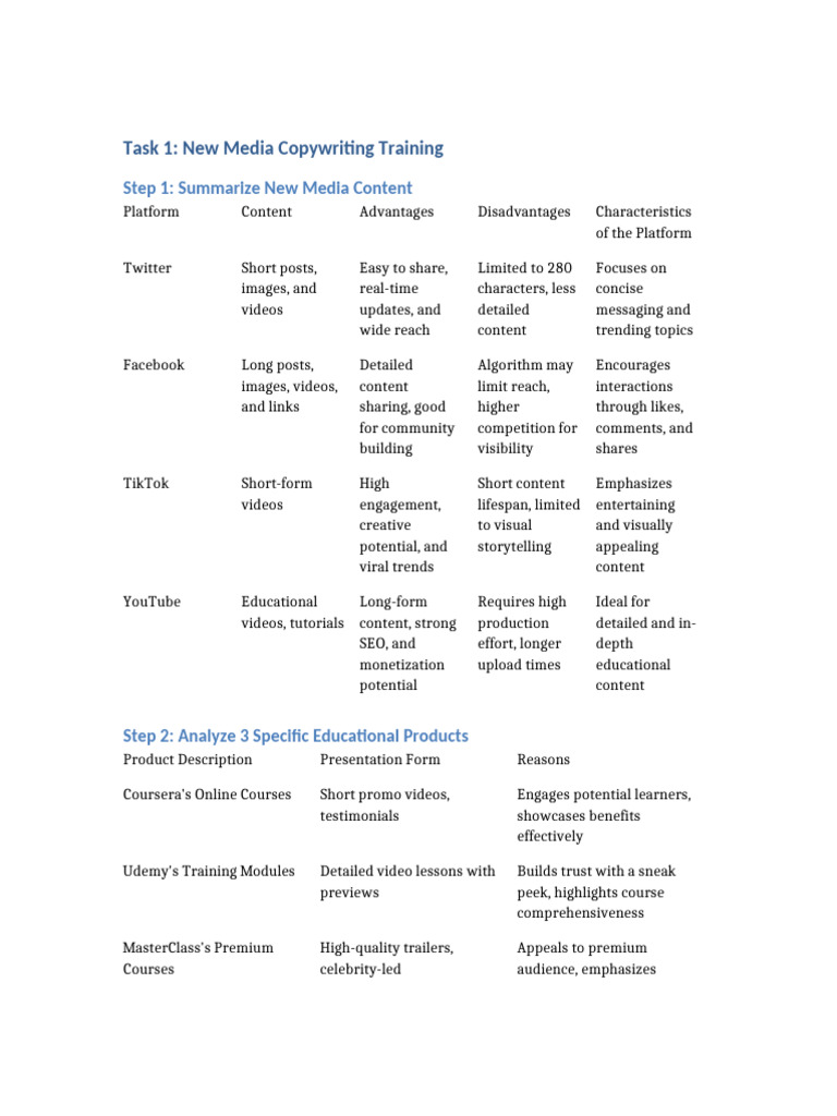 New Media Copywriting Task | PDF | New Media | Viral Video