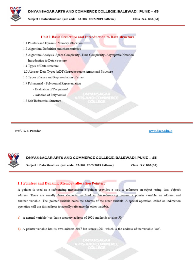 BBACA SEM III Datastructure Word File | PDF | Pointer (Computer Programming) | Computational ...
