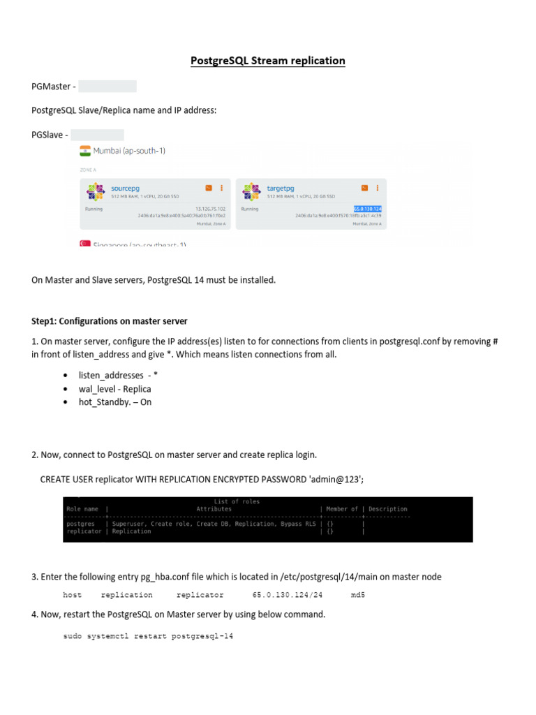 Postgresql Streaming Replication Primary To Standby Step Pdf 3521