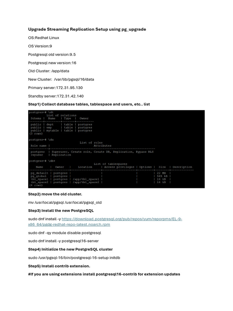 Upgrade Postgresql Streaming Replication Setup Pdf Postgre Sql Information Technology