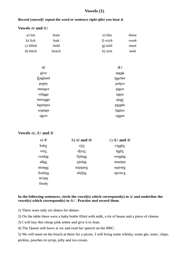 Vowels 1 | PDF | Cuisine | Foods