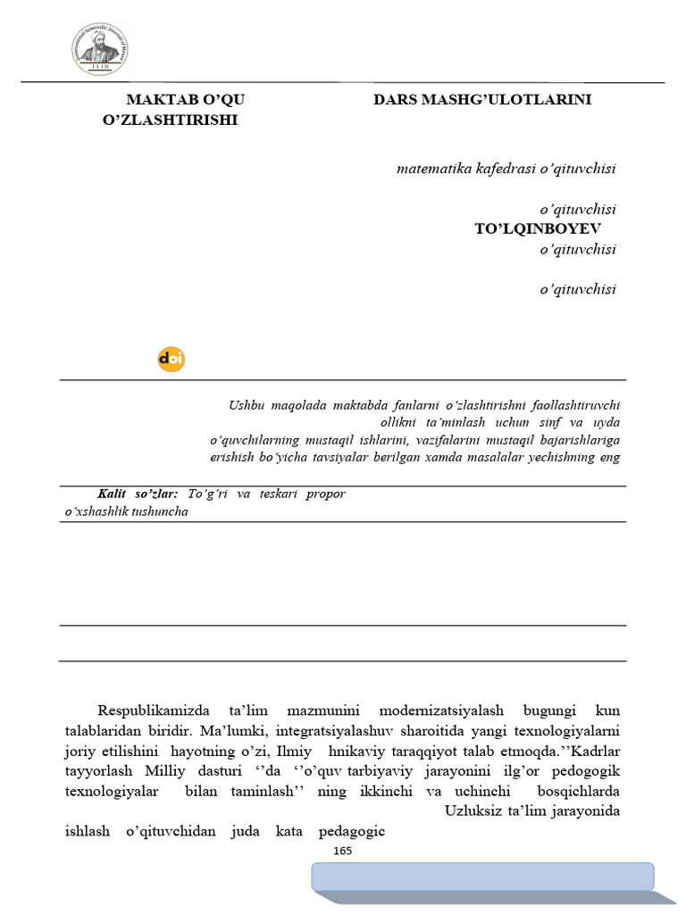 maktab-o-quvchilarining-dars-mashg-ulotlarini-o-zlashtirishini-faollashtiruvchi-muhim-omillar | PDF