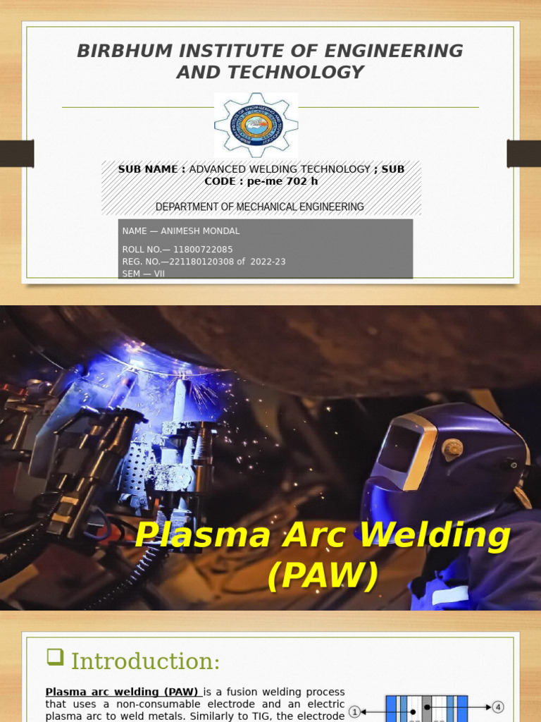 (PAW) Plasma Arc Welding | PDF | Welding | Construction