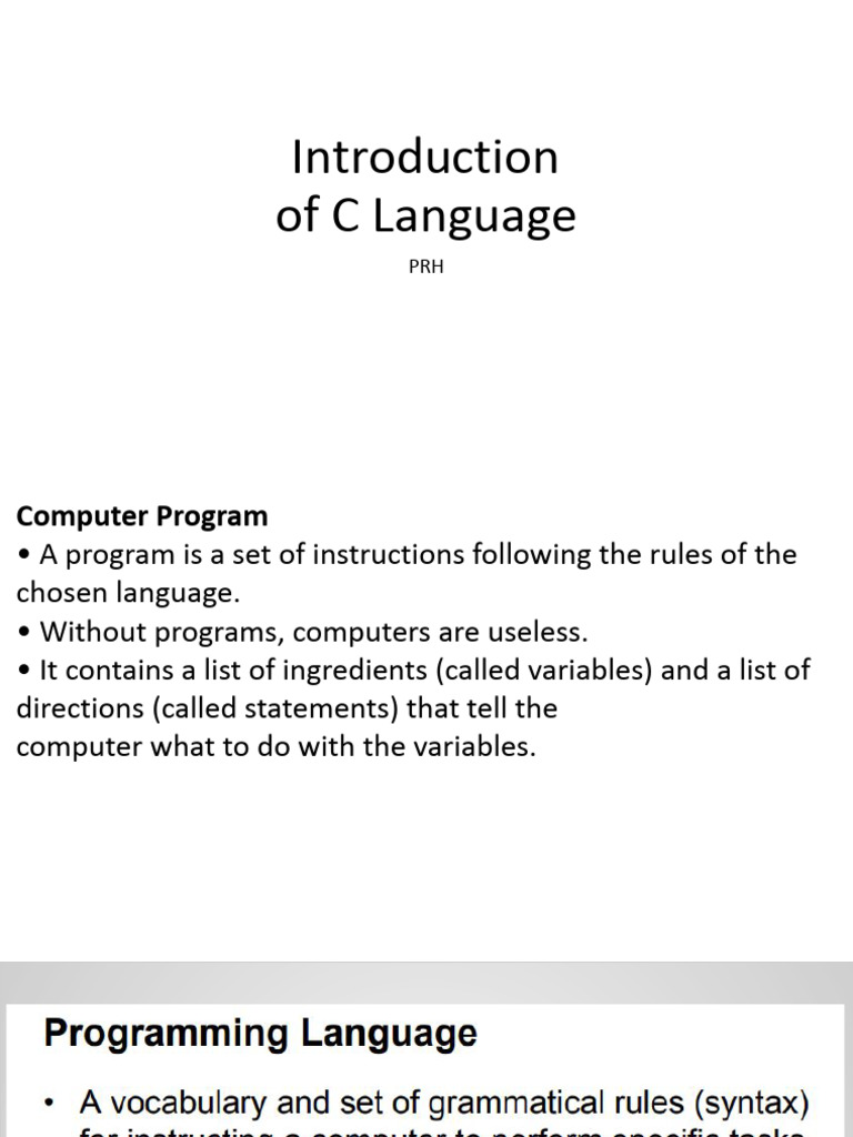 Unit 1.2 Introduction To C | PDF
