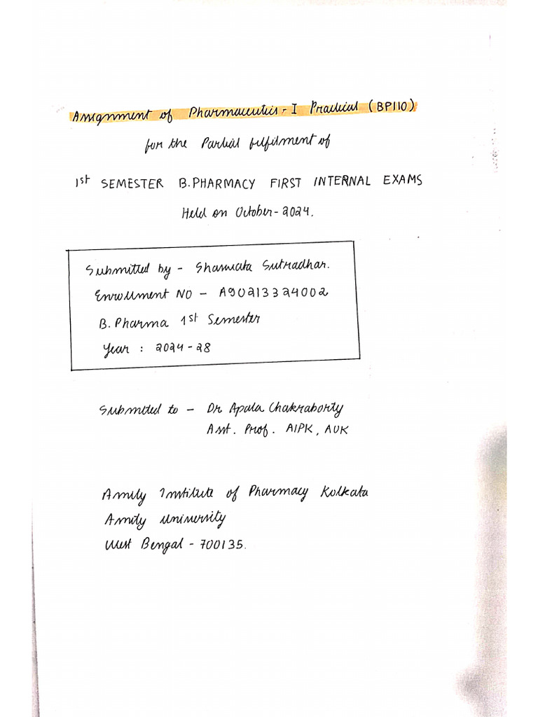 Pharmaceutics Assignment | PDF