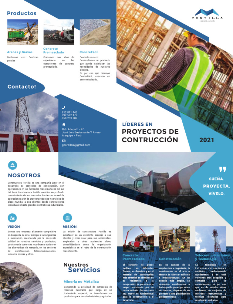 Brochure Constructora Portilla A21 REV.00 | PDF | Hormigón | Minería