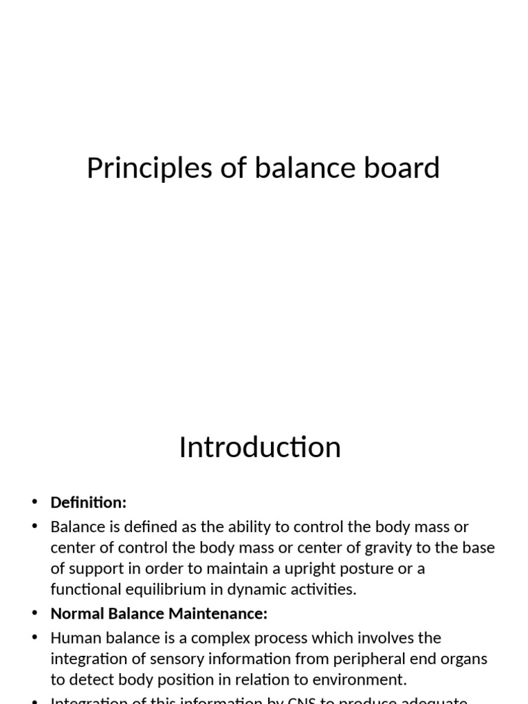 Principles of Balance Board | PDF | Balance (Ability) | Musculoskeletal ...