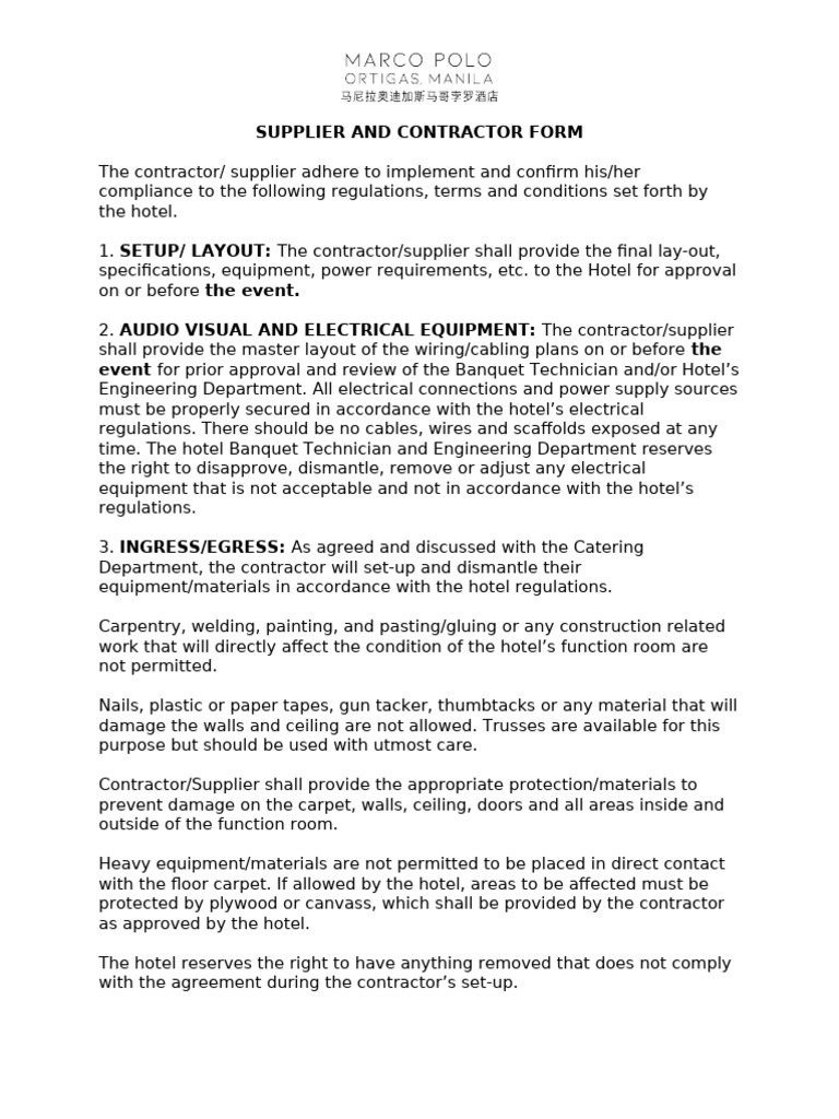 Supplier and Contractor Form | PDF