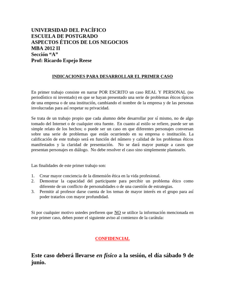 Instruc. Al Primer Caso | PDF
