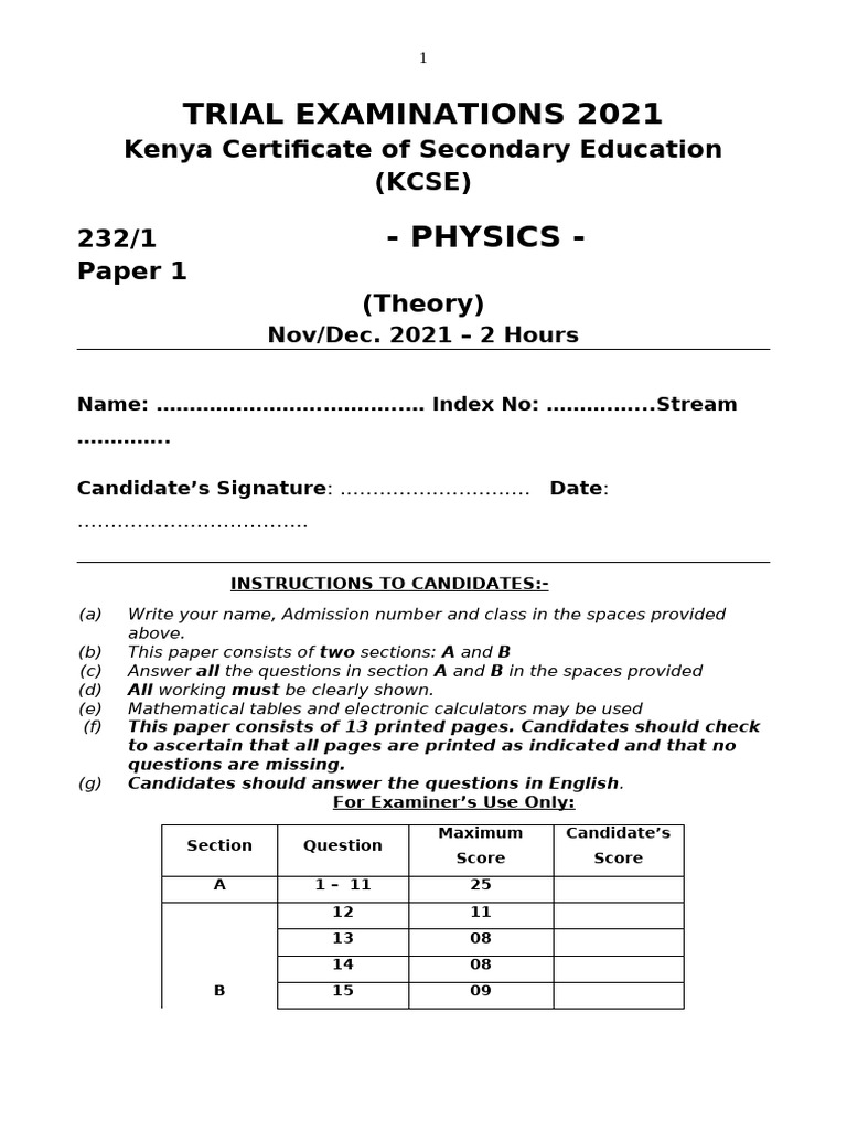 232-PHYSICS-P1-QS | PDF | Water | Thermometer