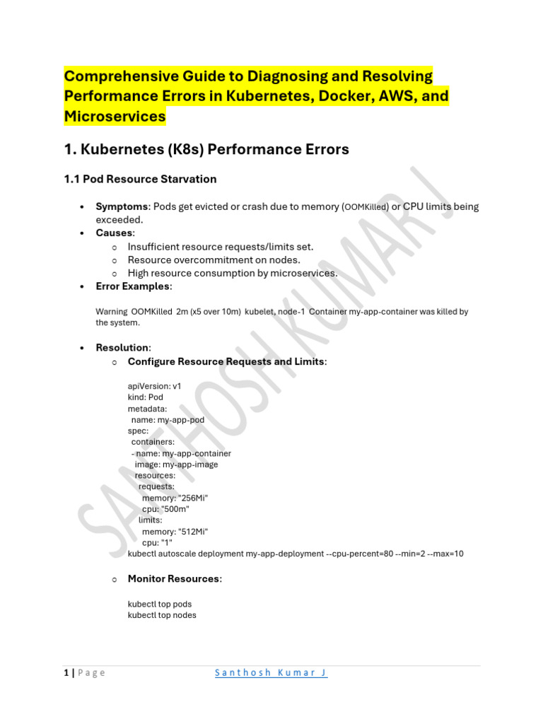 Diagnosing and Resolving Performance Errors in Kubernetes | PDF | Cache ...