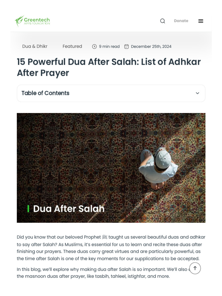15 Powerful Dua After Salah - List of Adhkar After Prayer - Greentech ...