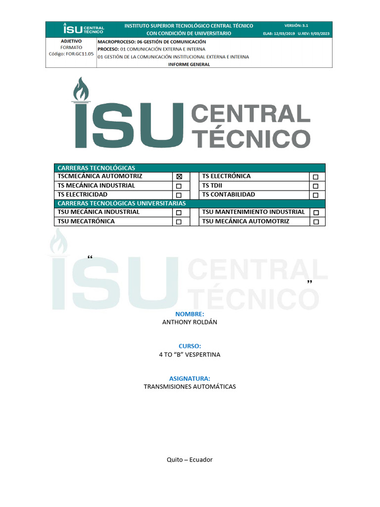 Etapas y Módulos de Control de Transmisiones Automáticas. | PDF | Transmisión automática ...