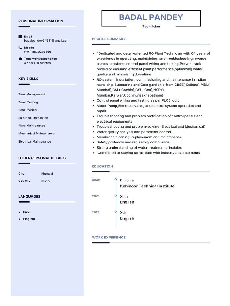 badal resume | PDF | Programmable Logic Controller | Engineering