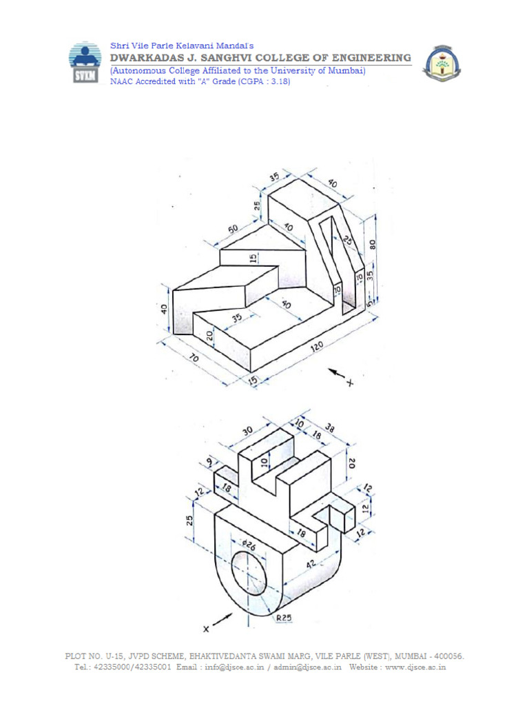 TW - Sheet - No - 1 - Orthographic Projection 2024 - 25 | PDF