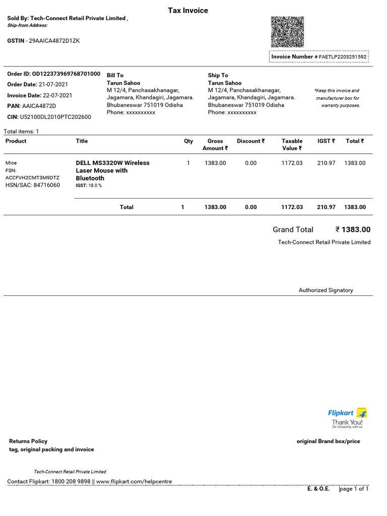 Dell Wireless Mouse Invoice | PDF | Payments | Government Finances