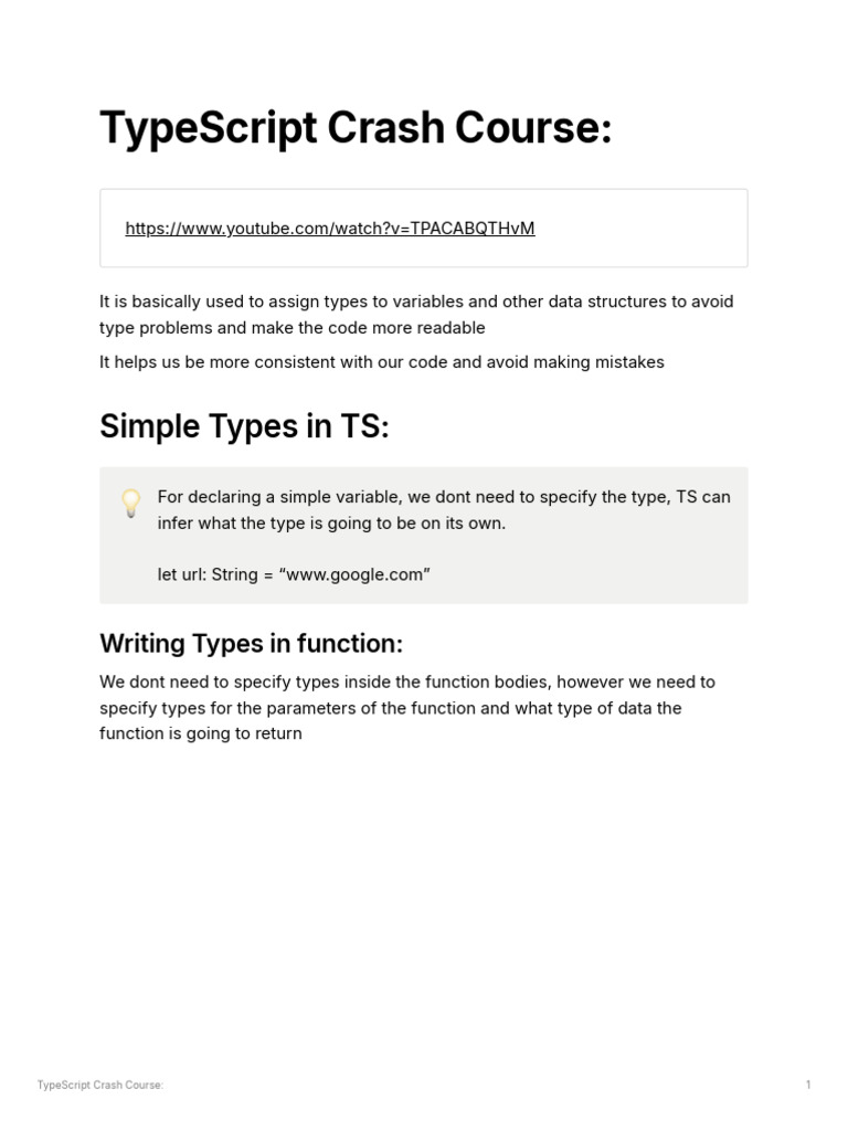 Typescript Crash Course Pdf Parameter Computer Programming 9535
