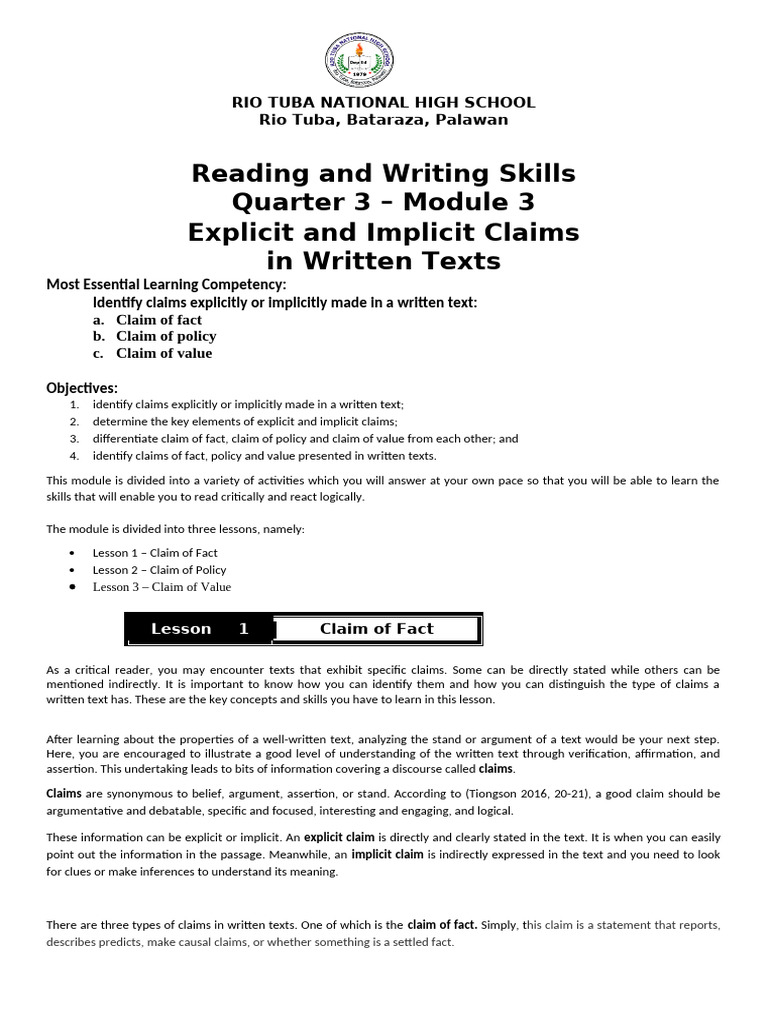 RWS-Q3-WK-3 | PDF | Argument | Causality