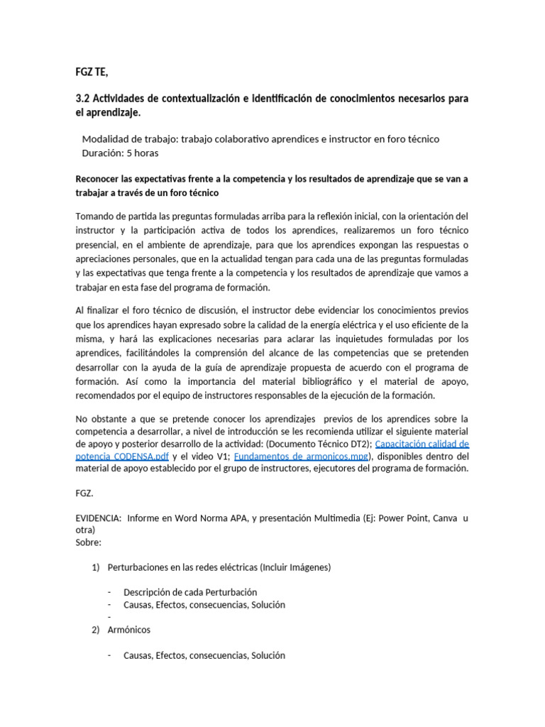 FGZ TE, Act. 3.2, Instrucciones | PDF