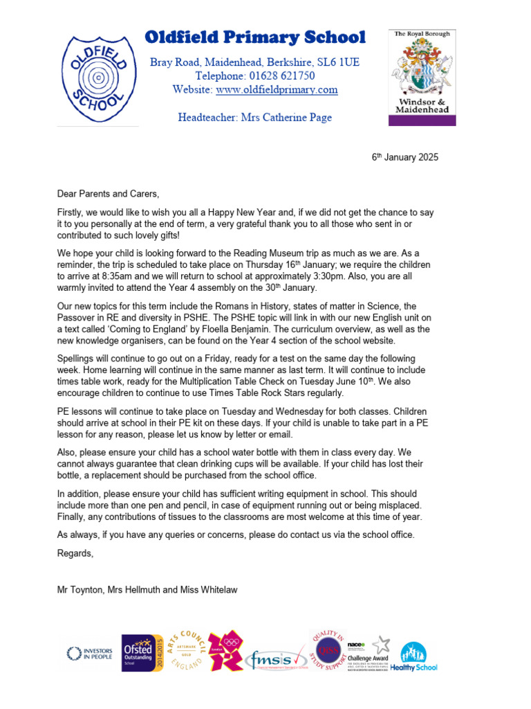 Year 4 Letter Spring Term 3 | PDF