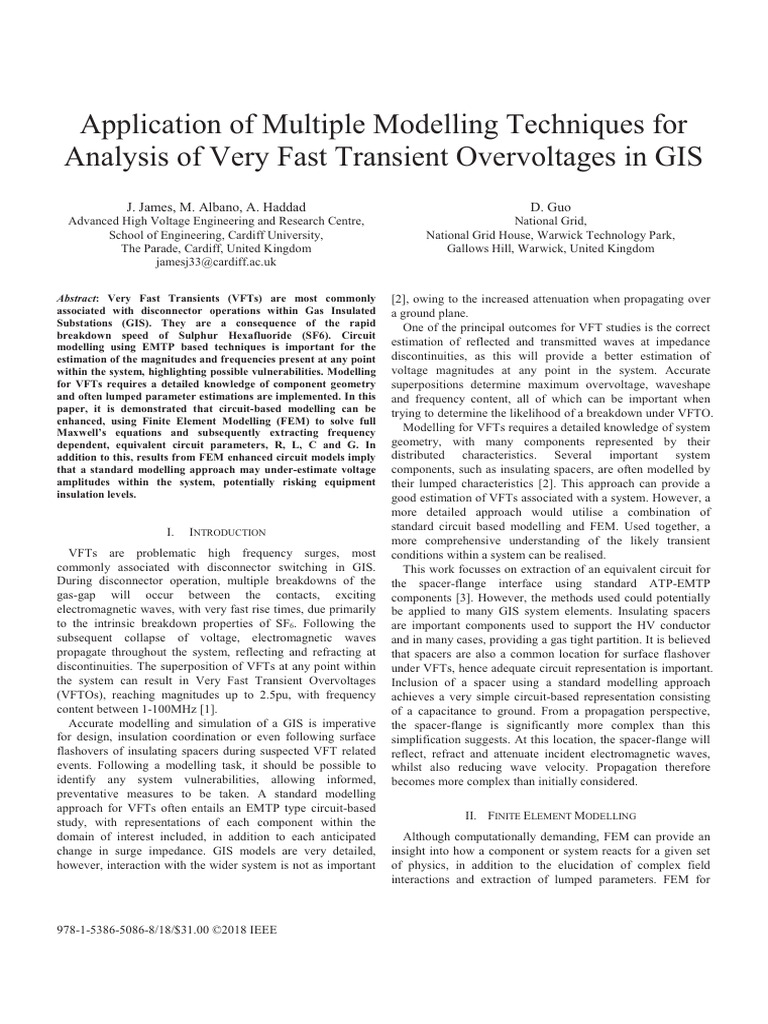 Application of Multiple Modelling Techniques For Analysis of Very Fast Transient Overvoltages in ...