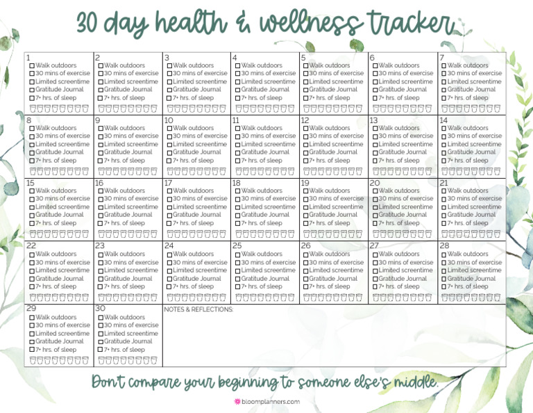 bloom planners_30 day health & wellness tracker | PDF | Gratitude ...