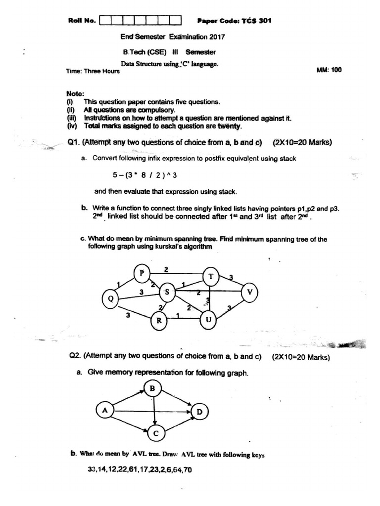 tcs301 Endsem 2017 | PDF