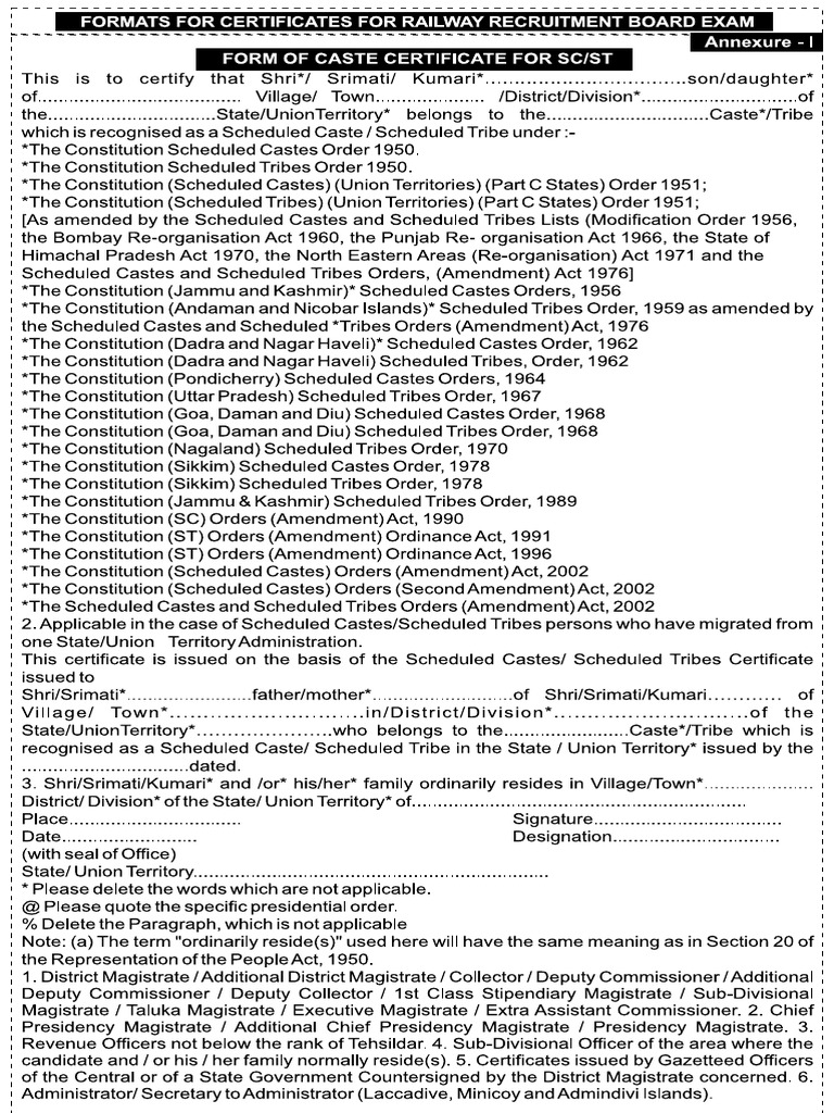 Annexures SC ST | PDF