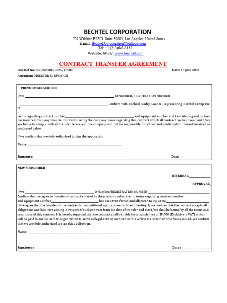 Bechtel Cancellation Contract 1 | PDF | Business | Private Law