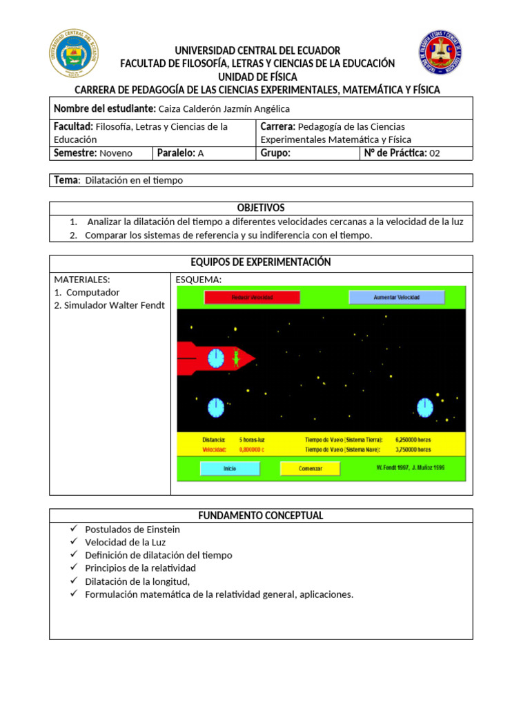 LABORATORIO DE Dilatacion Del Tiempo-Jasss | PDF | Hora | Science