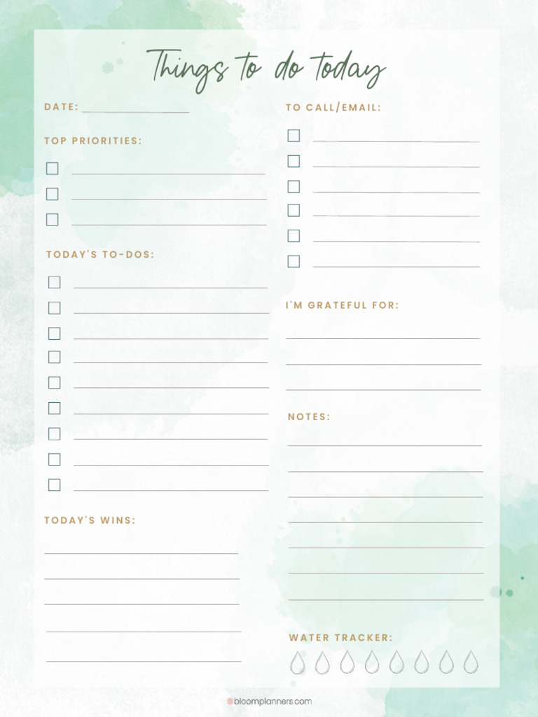 Bloom Daily Planners - Things To Do Today | PDF