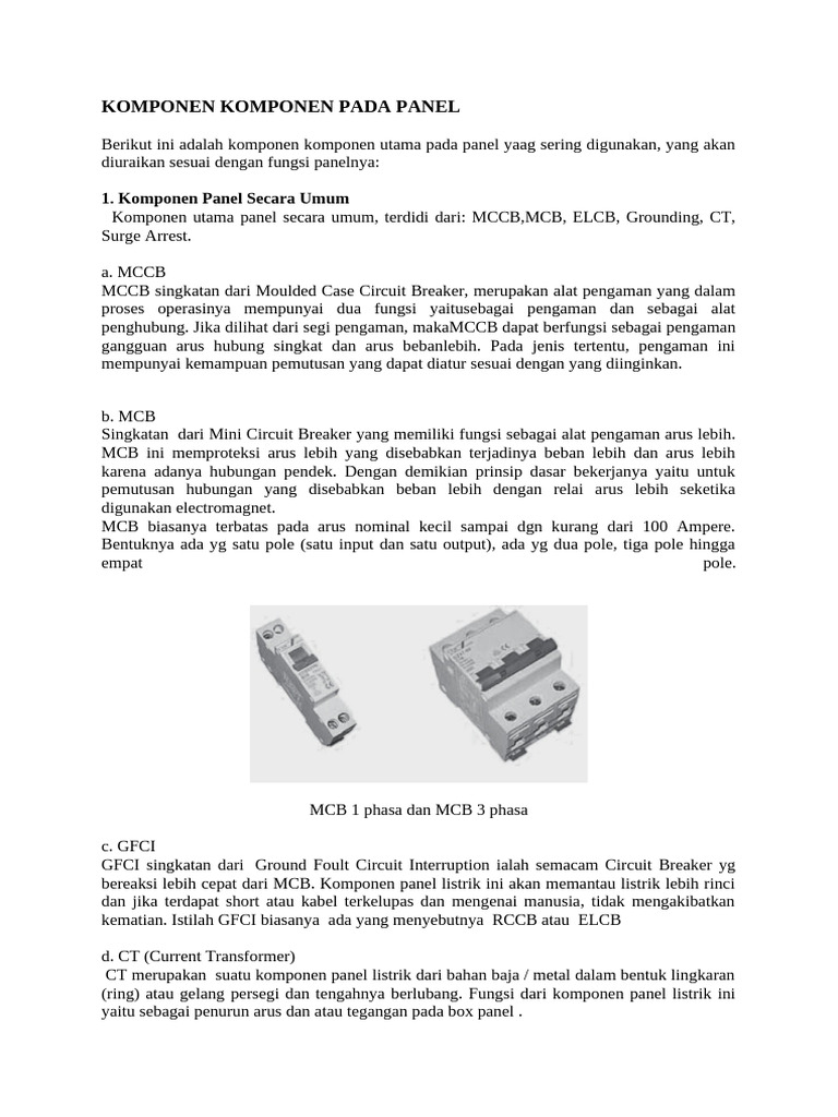 KOMPONEN KOMPONEN PADA PANEL | PDF