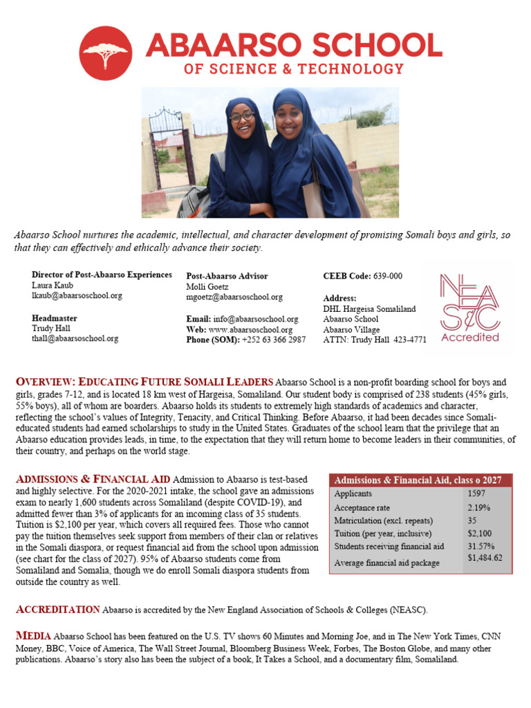 Abaarso School Profile 2019 20 | PDF | Mathematics | Somalia