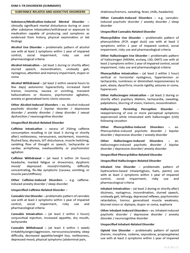 Dsm 5 Tr Summary Finals (1) | PDF | Mental Disorder | Personality Disorder
