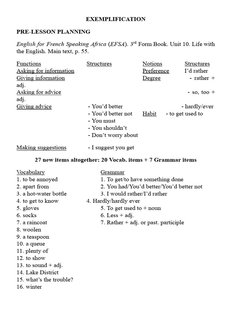 Lesson Plan Exemplification | PDF | English Language | Linguistics